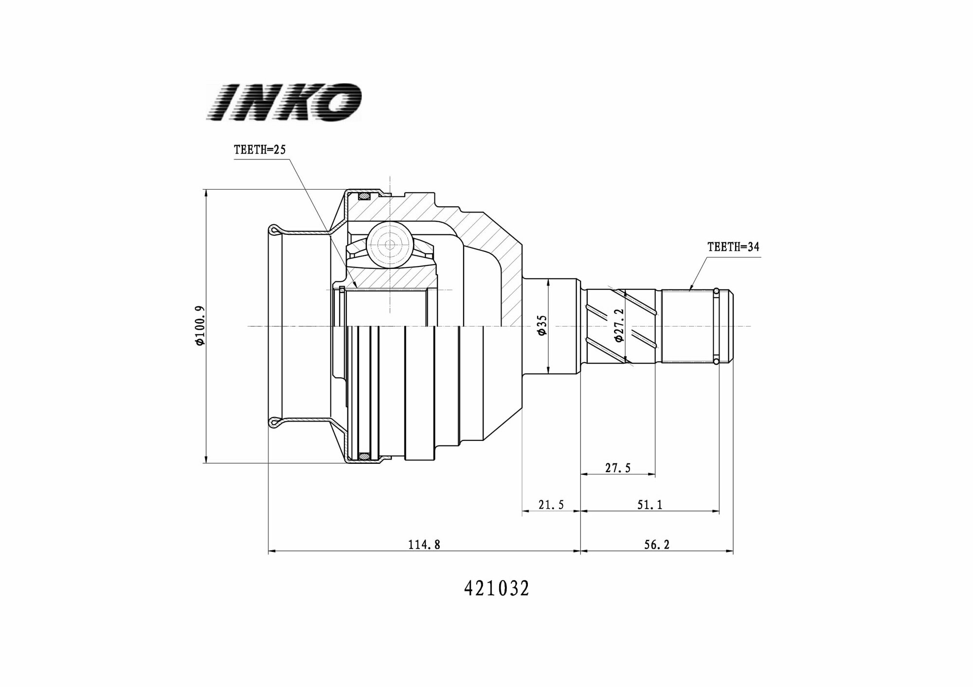 ШРУС внутренний 34 25 перед лев INKO 421032