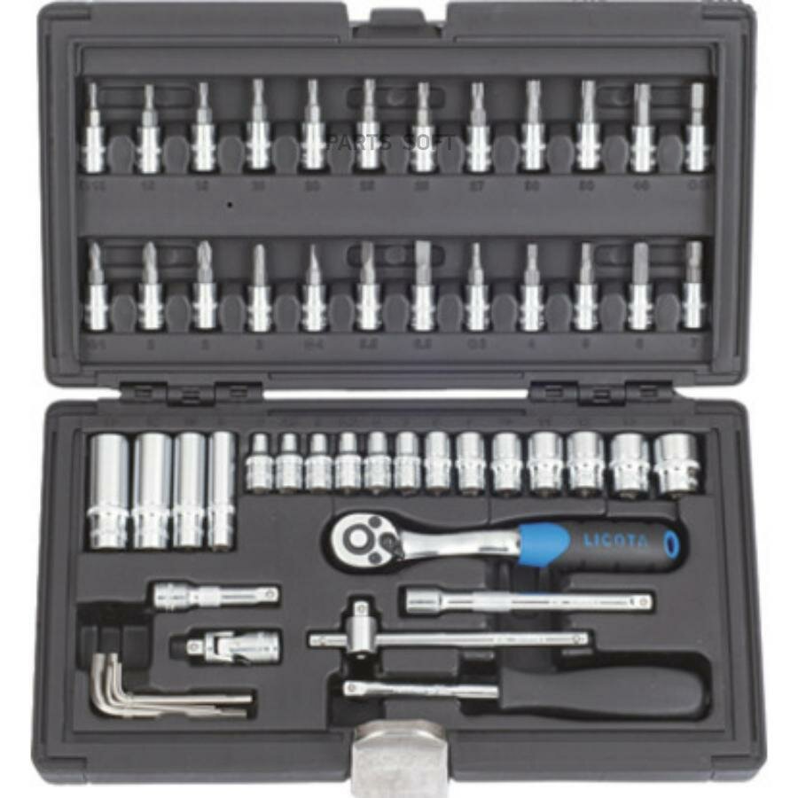 LICOTA ALK-8003F Набор торцевых головок 1/4 6-ти гранных 54 пр. 4-14 мм ()
