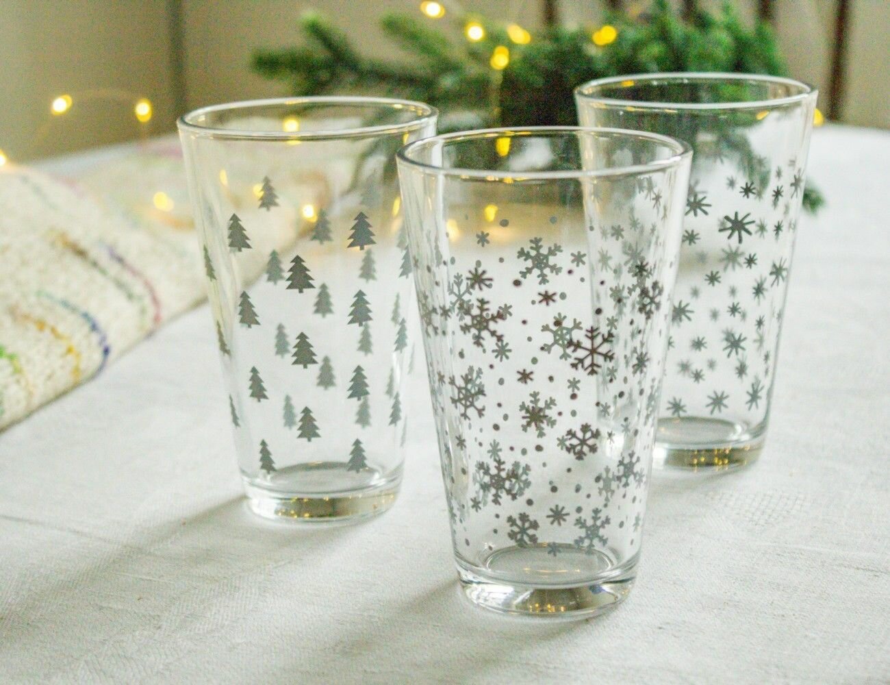 Набор стаканов, серебряный принт, стекло, 300 мл (3 шт.), Koopman International