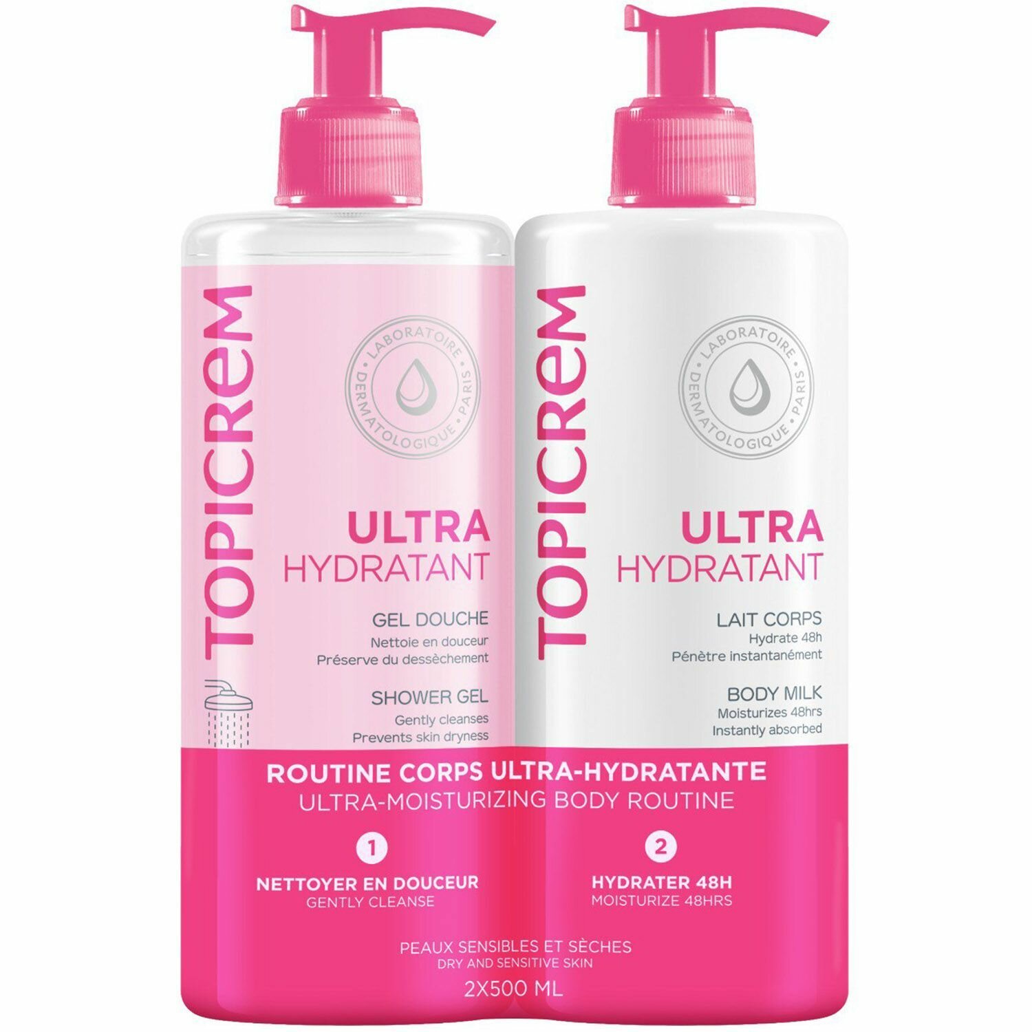 Топикрем набор молочко для тела ультра-увлажняющее ФЛ. 500МЛ + гель для душа ультра-увлажняющий ФЛ. 500МЛ