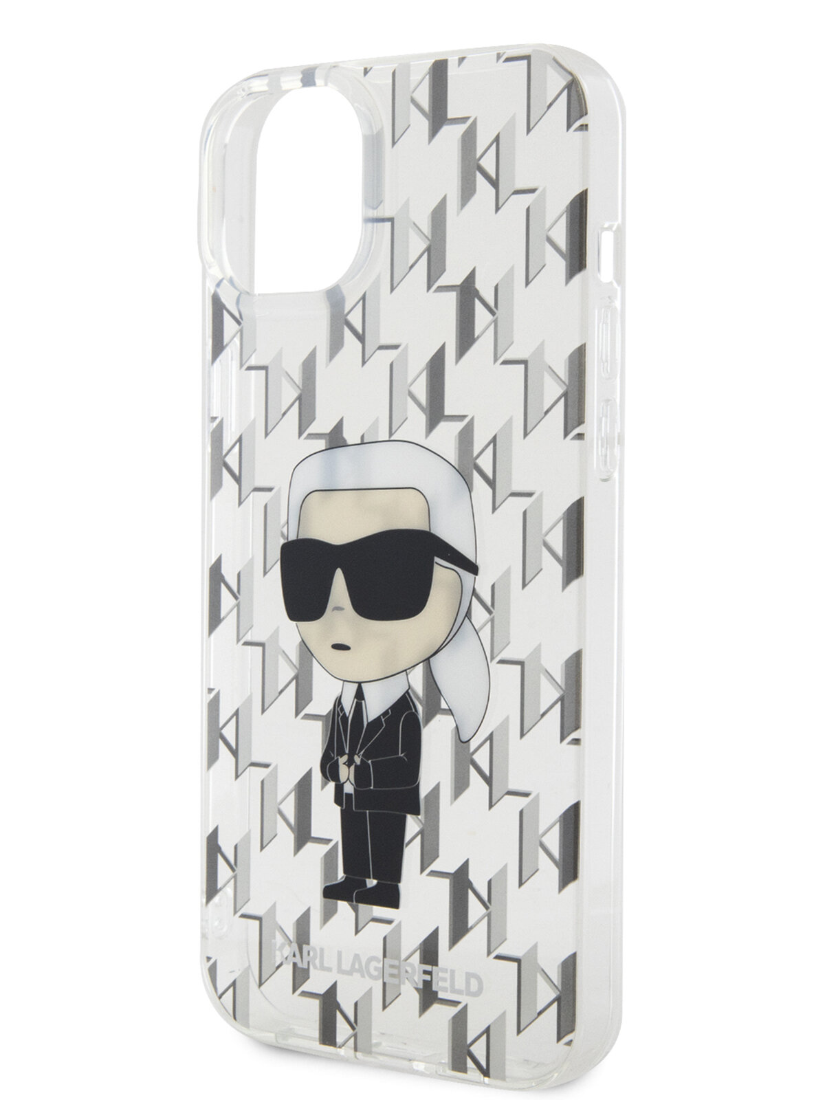 Lagerfeld для iPhone 15 Plus чехол PC/TPU Monogram NFT Karl Ikonik Hard Transparent