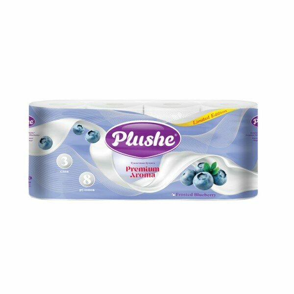Туалетная бумага Plushe "Premium Aroma" Plushe, трехслойная, ароматизированная, белая, 8 рул.
