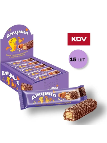 Вафли Яшкино Джумка с мягкой карамелью и воздушной кукурузой, 15 шт по ...