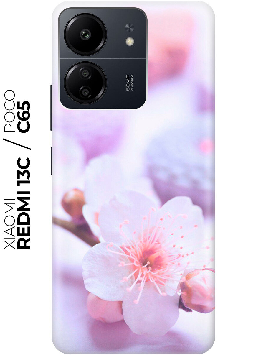 Силиконовый чехол на Xiaomi Redmi 13C / Poco C65 / Сяоми Редми 13С / Поко С65 с рисунком "Цветок вишни"