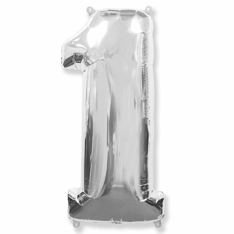 Фольгированный шар цифра 1 32" Silver