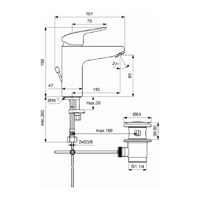 Ideal Standard ceraflex bd001aa набор 3-в-1 смесители и душевой гарнитур