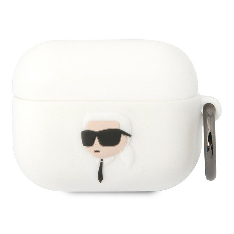 Karl Lagerfed силиконовый чехол с кольцом для Airpods Pro, NFT 3D Karl белый