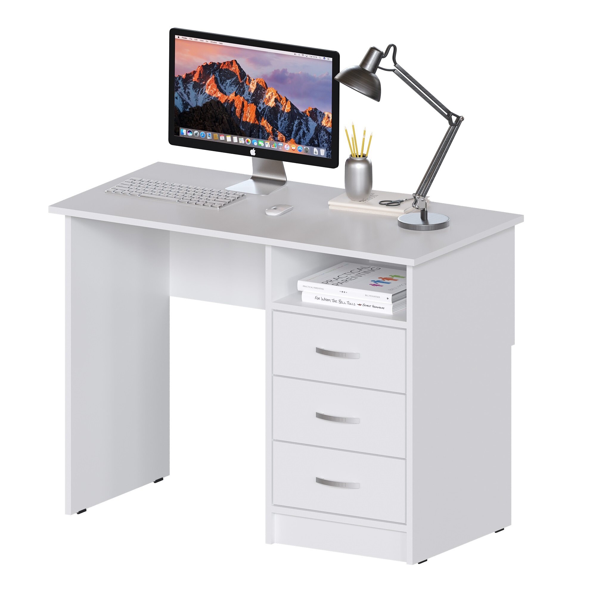 Стол письменный Хит-1, Ширина 100 см, Глубина 50 см, Высота 75 см, цвет: Белый