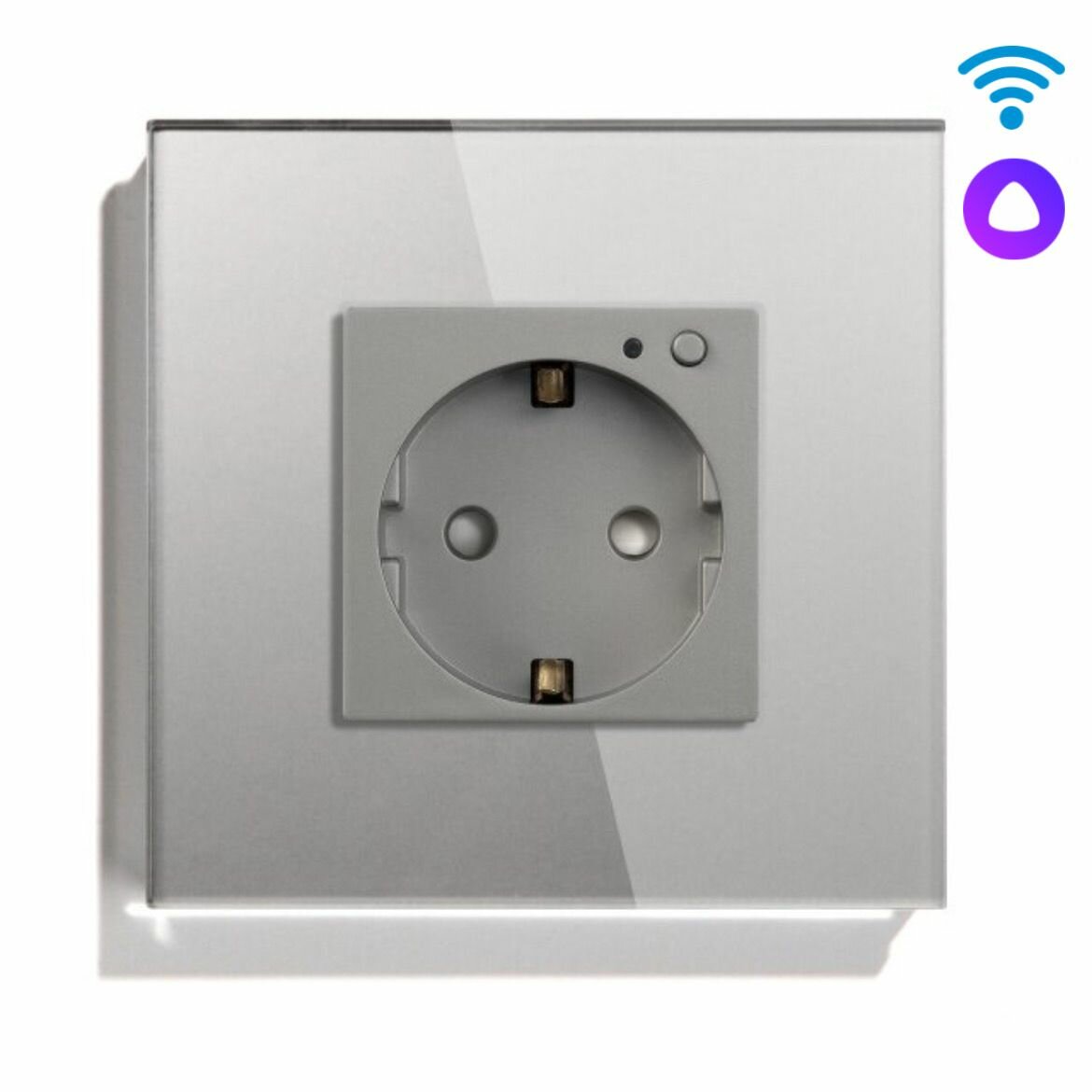 Розетка Wi-FI 1 пост, 16А рамка стекло 86х86мм цвет серый