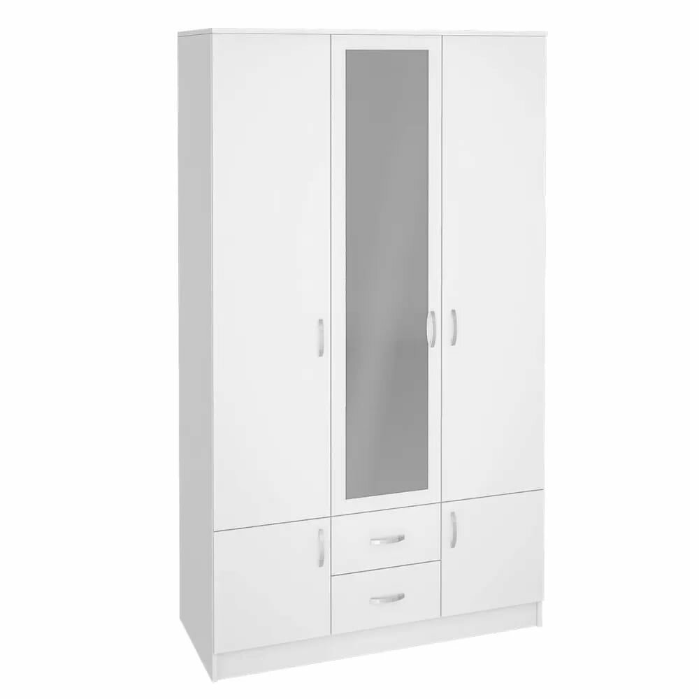 Шкаф трехстворчатый распашной "Ронда" Белый, ЛДСП, с полками , штангой, 1200х2120х520 интерьер-центр