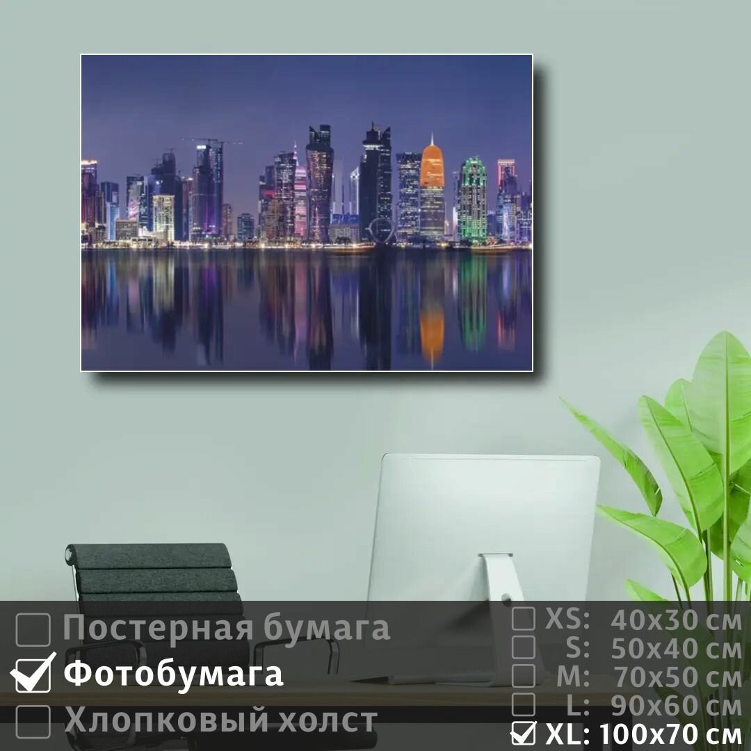 Постер на фотобумаге Неповторимая Романтика Ночного Города 100х70 см ПолиЦентр