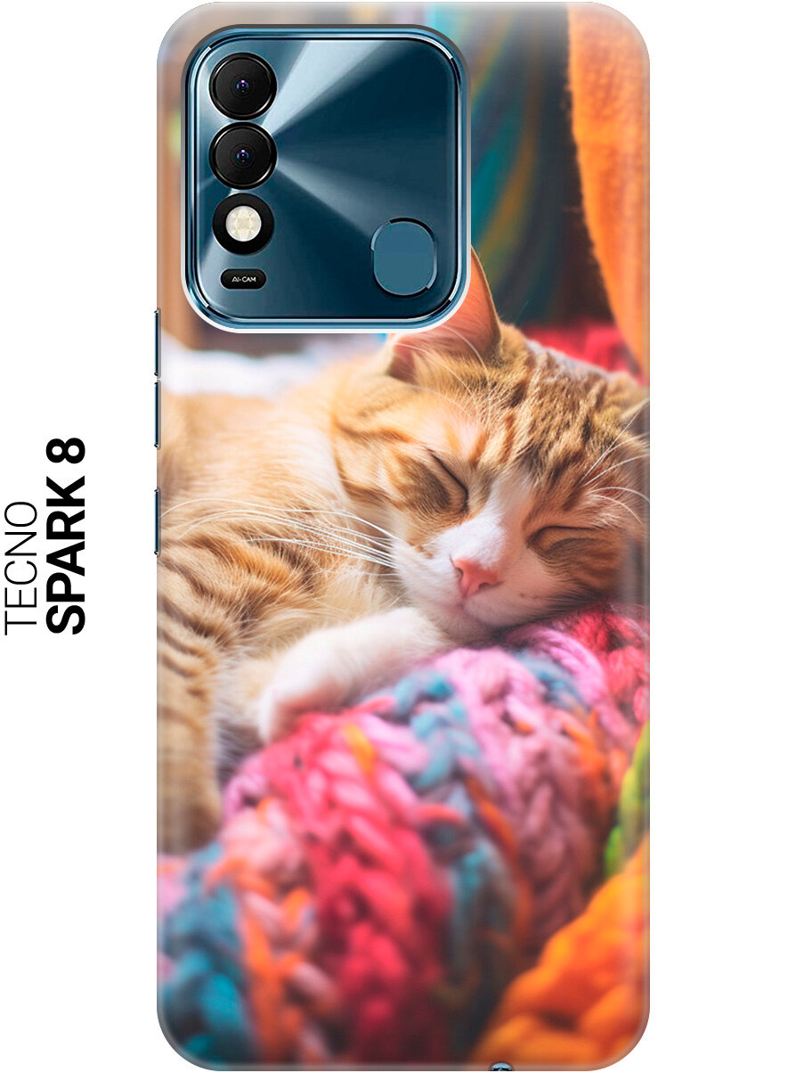 Силиконовый чехол на Tecno Spark 8 / Техно Спарк 8 с рисунком "Котик на пледе"