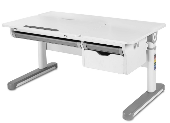 Парта FunDesk "Grande", для школьников, с регулировкой угла наклона, серый, 120x65 см