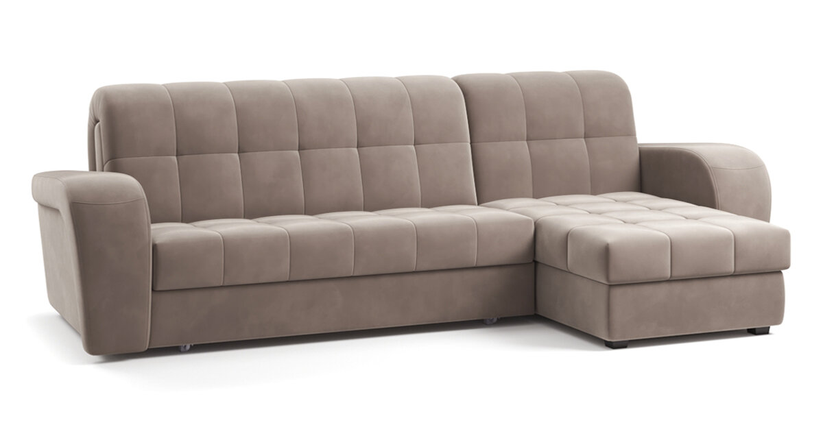 Угловой диван Цвет Диванов Брюссон NEXT 22 155 К-1 с оттоманкой мини 297 угловой Капучино c механизмом