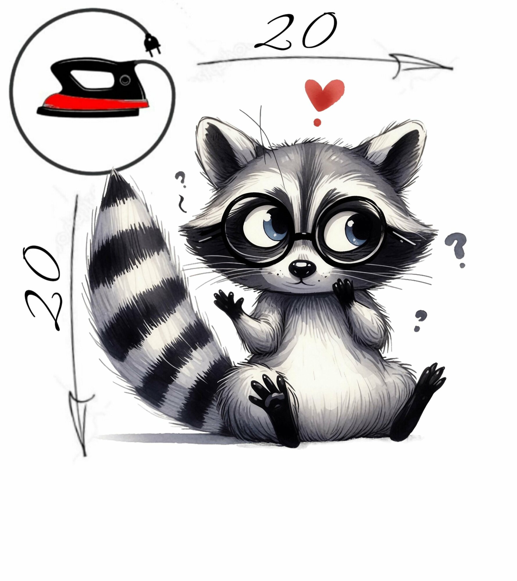 Термотрансфер "Енот", наклейка на одежду, 20х20