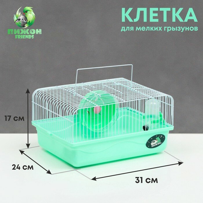 Клетка для грызунов Пижон, 31 х 24 х 17 см, зелёная