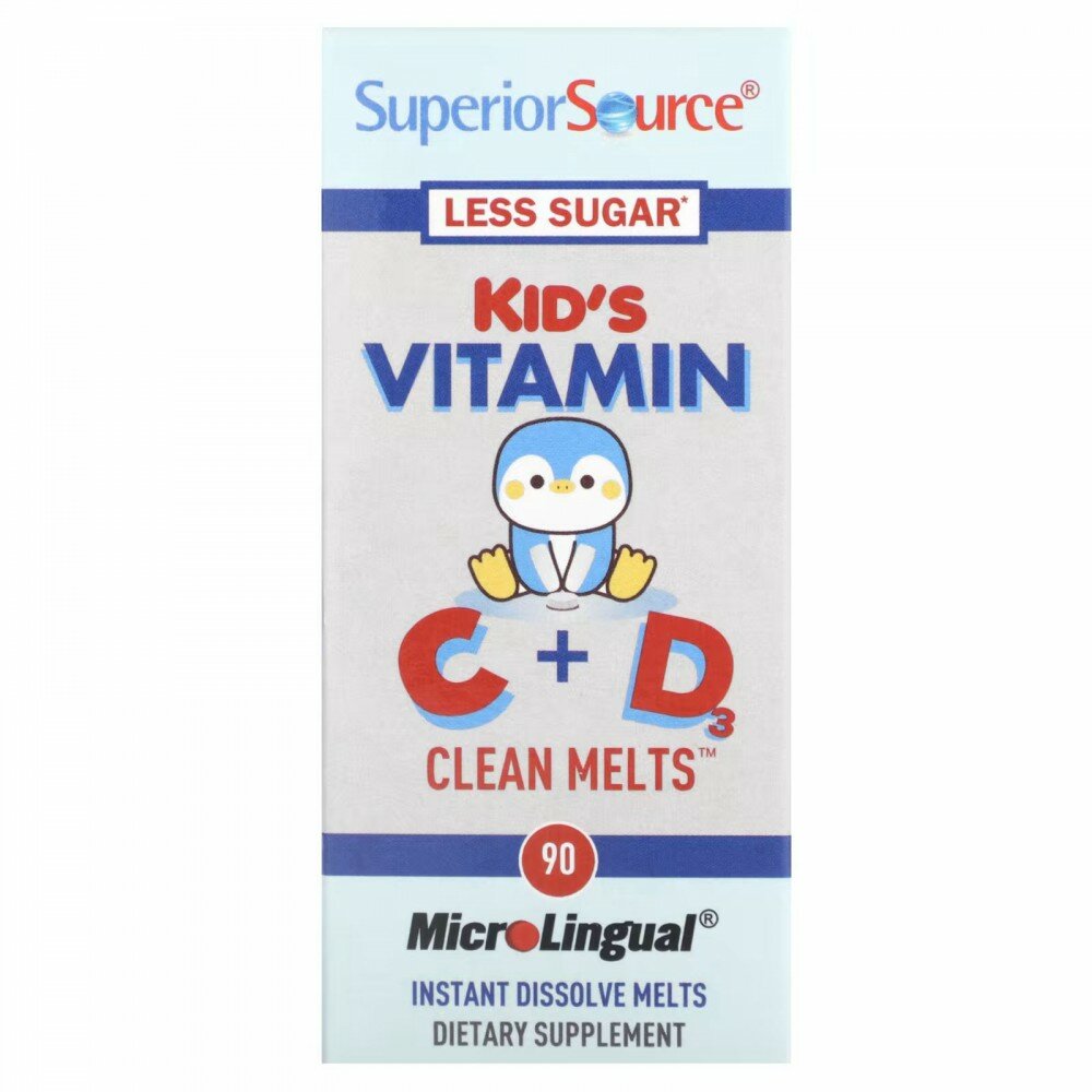 Superior Source, Baby Vitamin C и D3 Clean Melts™, 90 быстрорастворимых таблеток