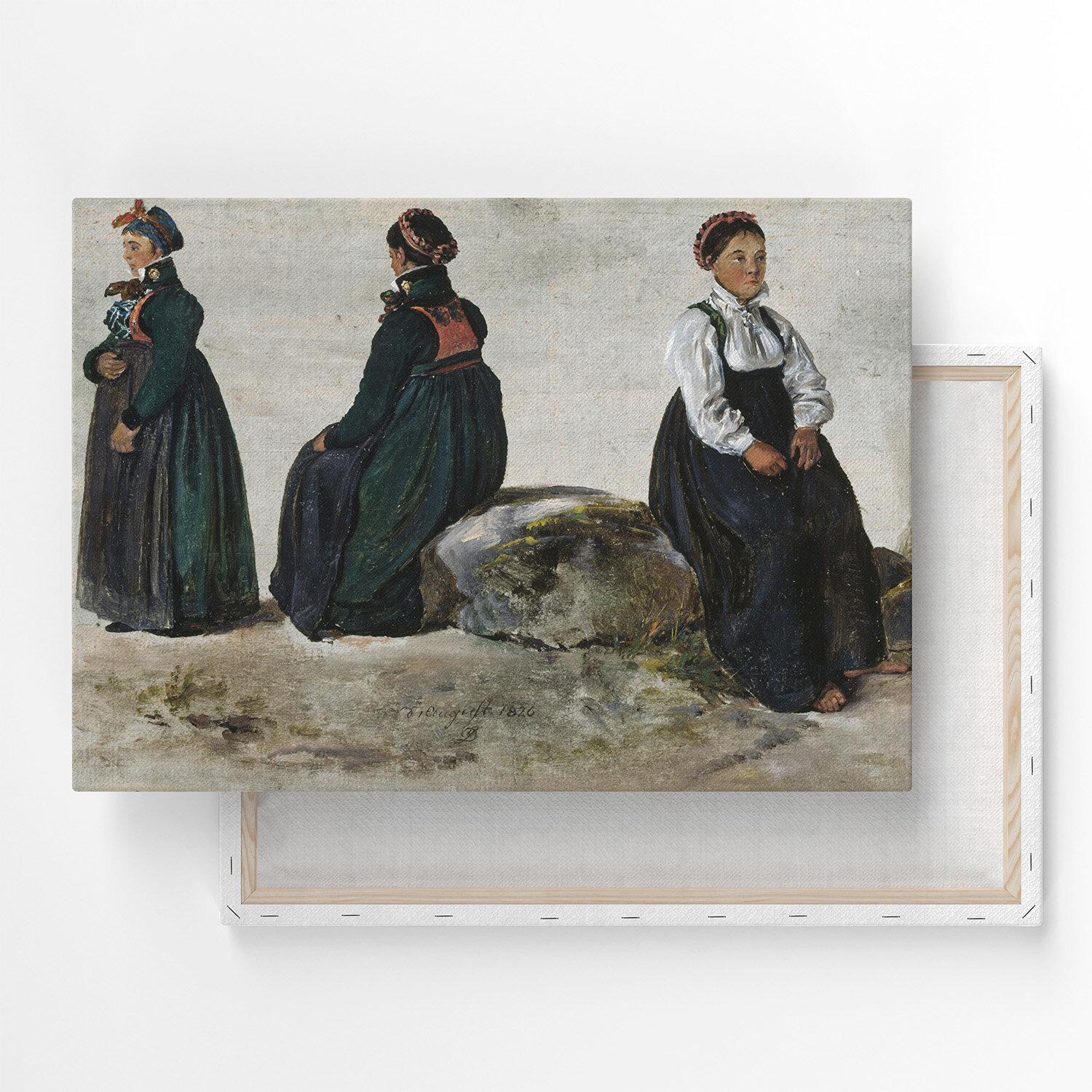 Картина на холсте, репродукция / Юхан Кристиан Даль - Studies of Female Costumes / Размер 40 x 53 см