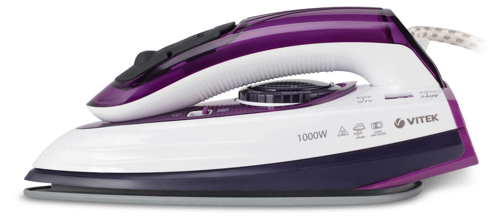 Утюг VITEK VT-8305, дорожный, мощность 1000Вт, вертикальный отпариватель, противокапельный