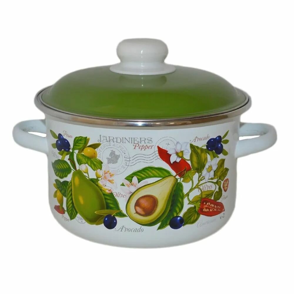 Кастрюля Авокадо эмал. 4л Сталь-эмаль