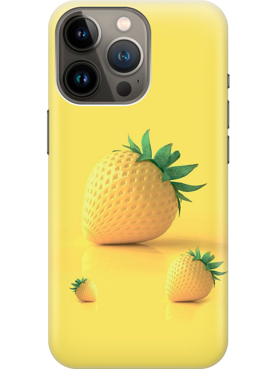 Силиконовый чехол на Apple iPhone 13 Pro Max / Эпл Айфон 13 Про Макс с рисунком "Желтая клубника"