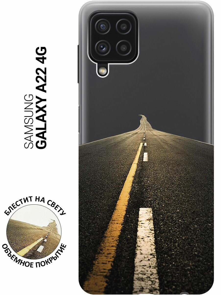 Силиконовый чехол на Samsung Galaxy A22, M32, M22, Самсунг А22, М32, М22 с 3D принтом "Road" прозрачный
