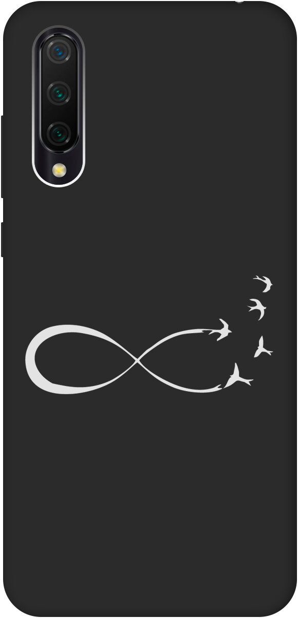 Матовый Soft Touch силиконовый чехол на Xiaomi Mi 9 Lite, CC9, Сяоми Ми 9 Лайт, Ми СС9 с 3D принтом "Infinity W" черный
