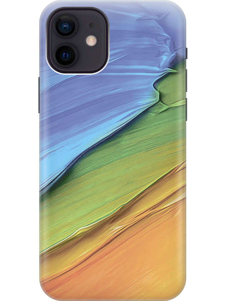 Силиконовый чехол на Apple iPhone 12 / 12 Pro / Эпл Айфон 12 / 12 Про с рисунком "Желто-синие ткани"