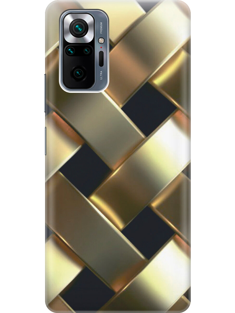 Силиконовый чехол на Xiaomi Redmi Note 10 Pro, Сяоми Редми Ноут 10 Про с эффектом блеска "Золотистое плетение"