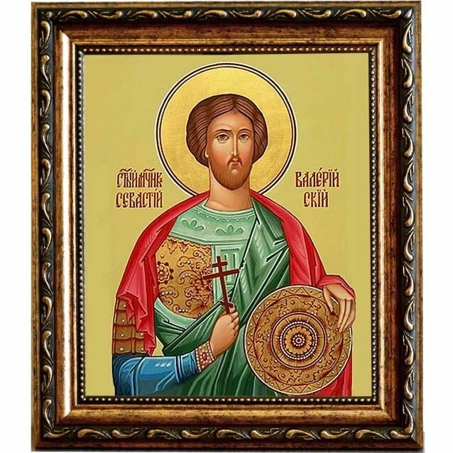 Валерий Севастийский Святой мученик. Икона на холсте. (15 х 18 см / В раме)