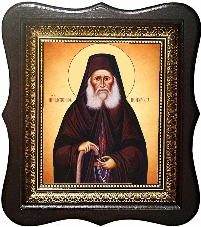 Иосиф Исихаст преподобный. Икона на холсте. (15 х 18 см / В фигурном киоте)