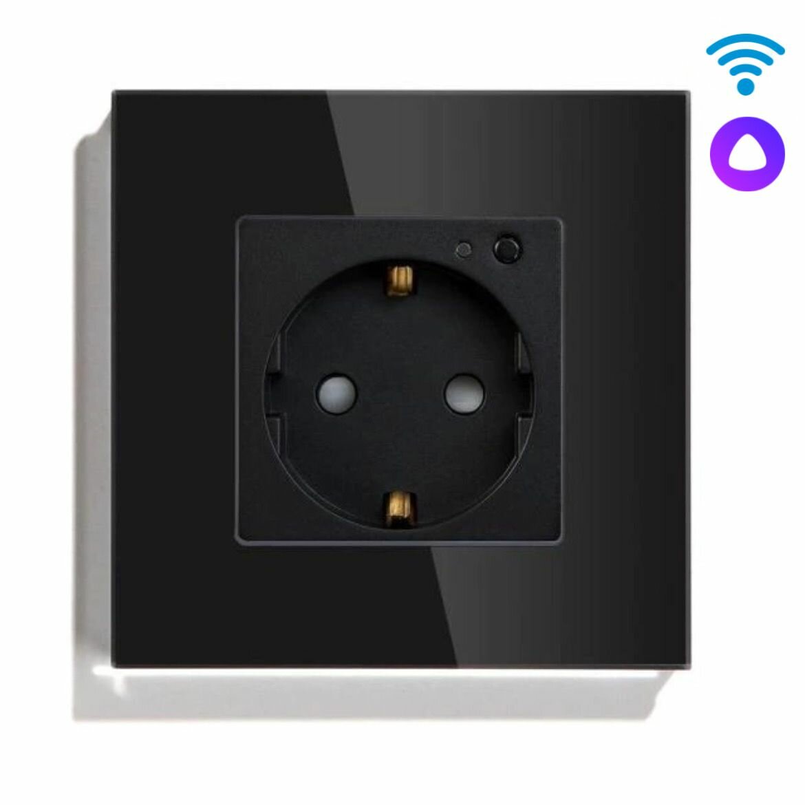 Розетка Wi-FI 1 пост, 16А рамка стекло 86х86мм цвет черный
