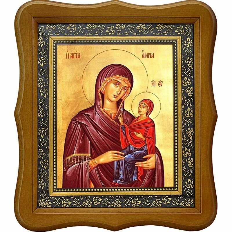Анна праведная, мать Пресвятой Богородицы. Икона на холсте. (17 х 21 см / В деревянном киоте под стеклом).