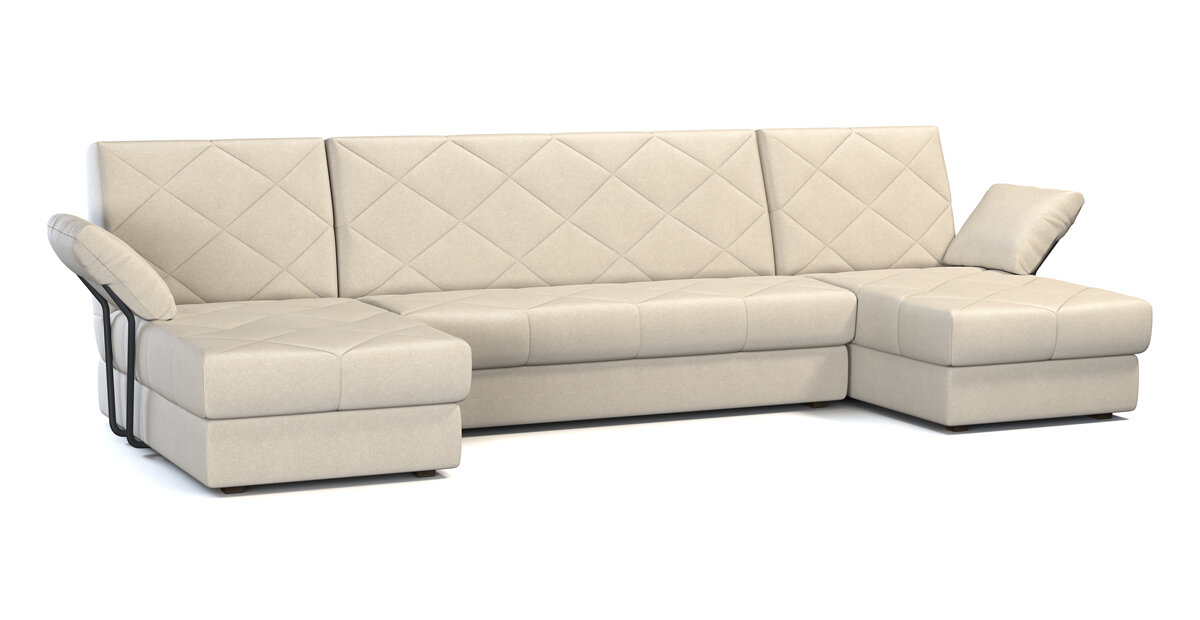 Угловой диван Цвет Диванов П-образный Баден NEXT с подлокотниками 423 угловой Светло-бежевый