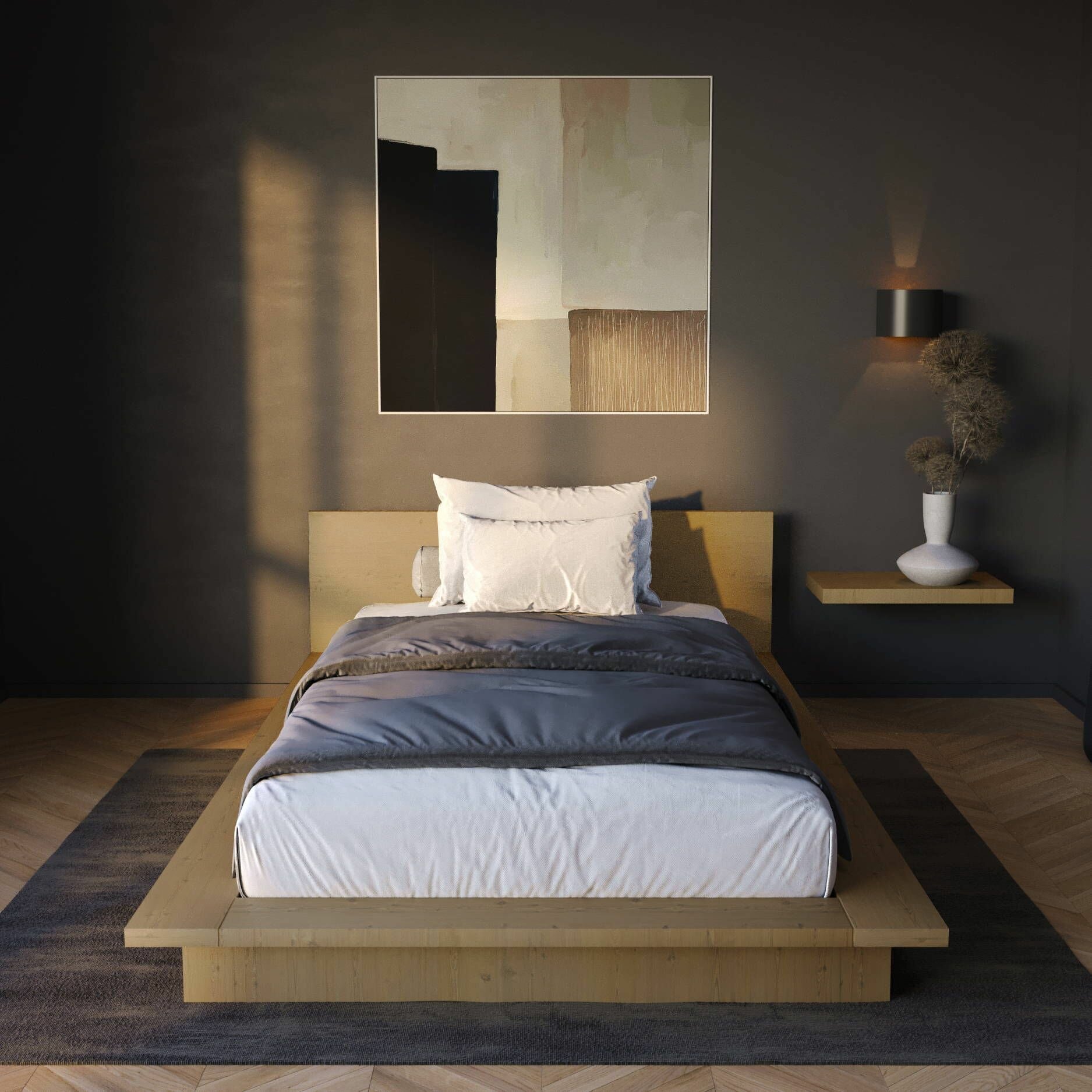 Кровать односпальная массив 90x190 Азуми цвет Орех