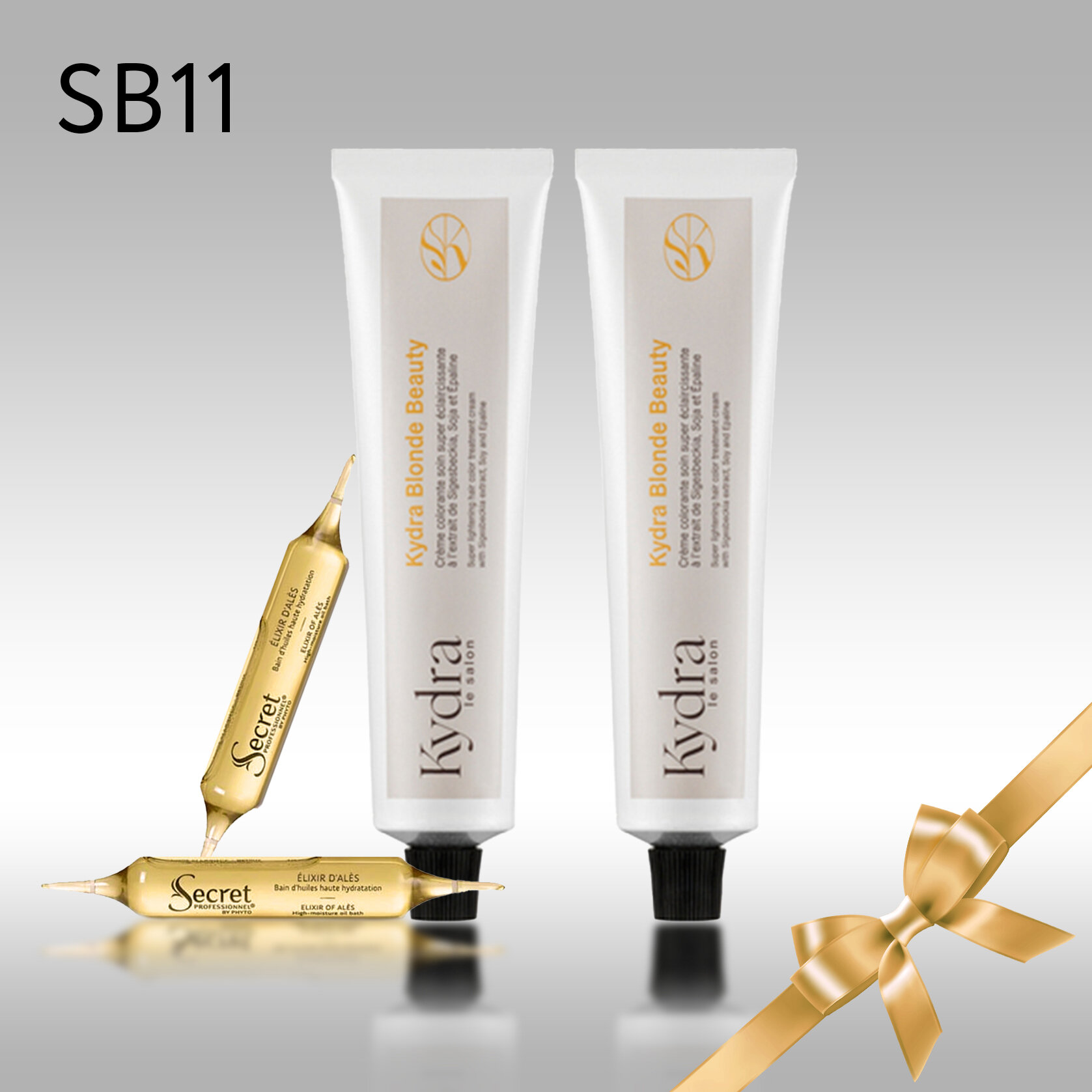 Набор Kydra: SB11 Super Blonde Deep Ash Экстра-блонд 2шт, 60мл, Эликсир с гиалуроновой кислотой, 2шт, 10мл, Подарок