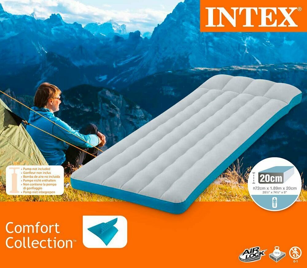 Матрас надувной Intex "Camping", флокированный, двухместный, 72x189x15 см — фото 1