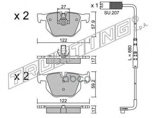 К-т дисков. тормоз. колодок BMW 5/6 E60 03- R с датч. Trusting арт. 6601W