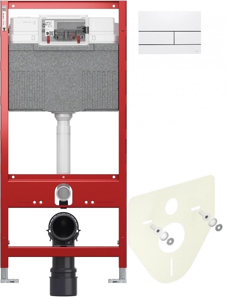 Инсталляция для унитаза Tece TECEsquare II 9300302 + 9200010 + 9380014 + 9240832 с кнопкой смыва, белый глянец