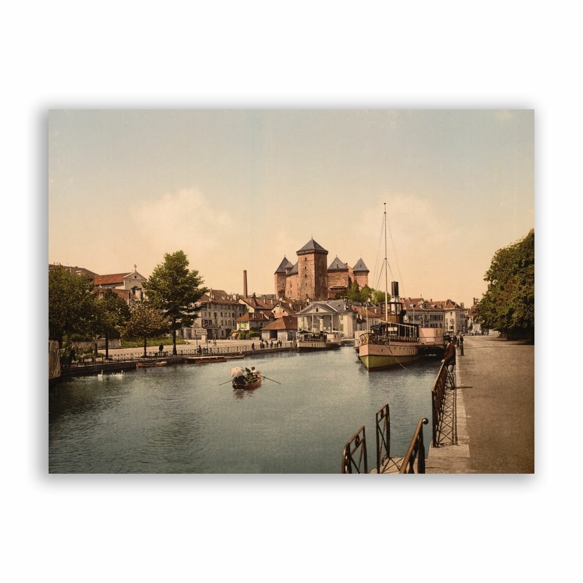 Постер, плакат на бумаге / Harbor and chateau fort, Annecy, France / Размер 30 x 40 см