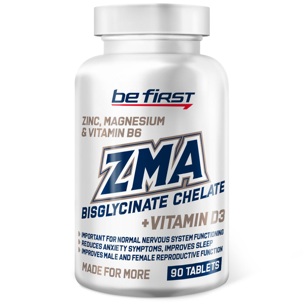ЗМА + Витамин Д3 Be First ZMA (Bisglycinate Chelate) + Vitamin D3 - 90 таблеток