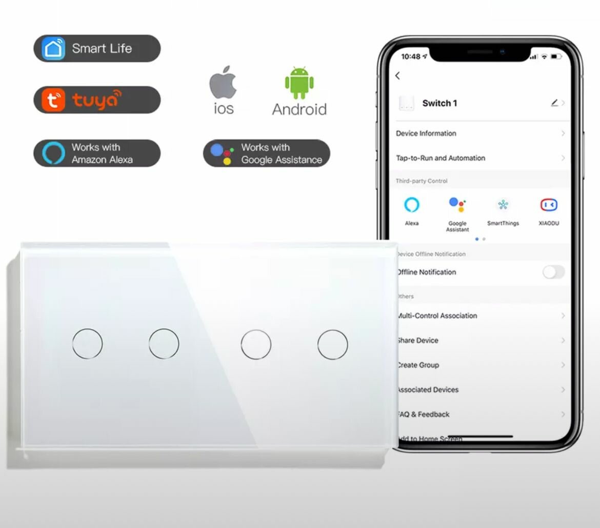 Умный сенсорный выключатель wi-fi Zigbee