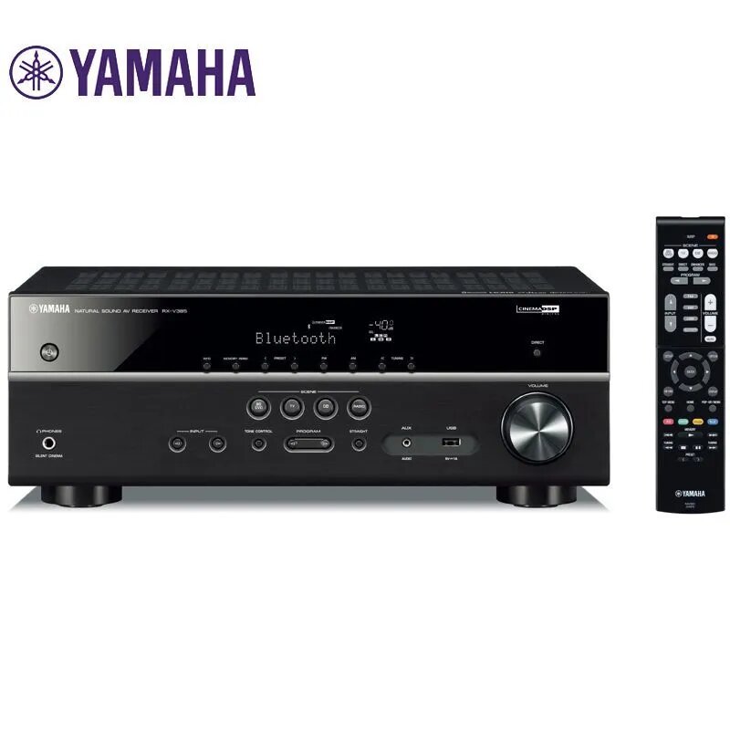Цифровой усилитель мощности Bluetooth Yamaha RX-V385 поддерживает 4k, Dolby, DTS, черный