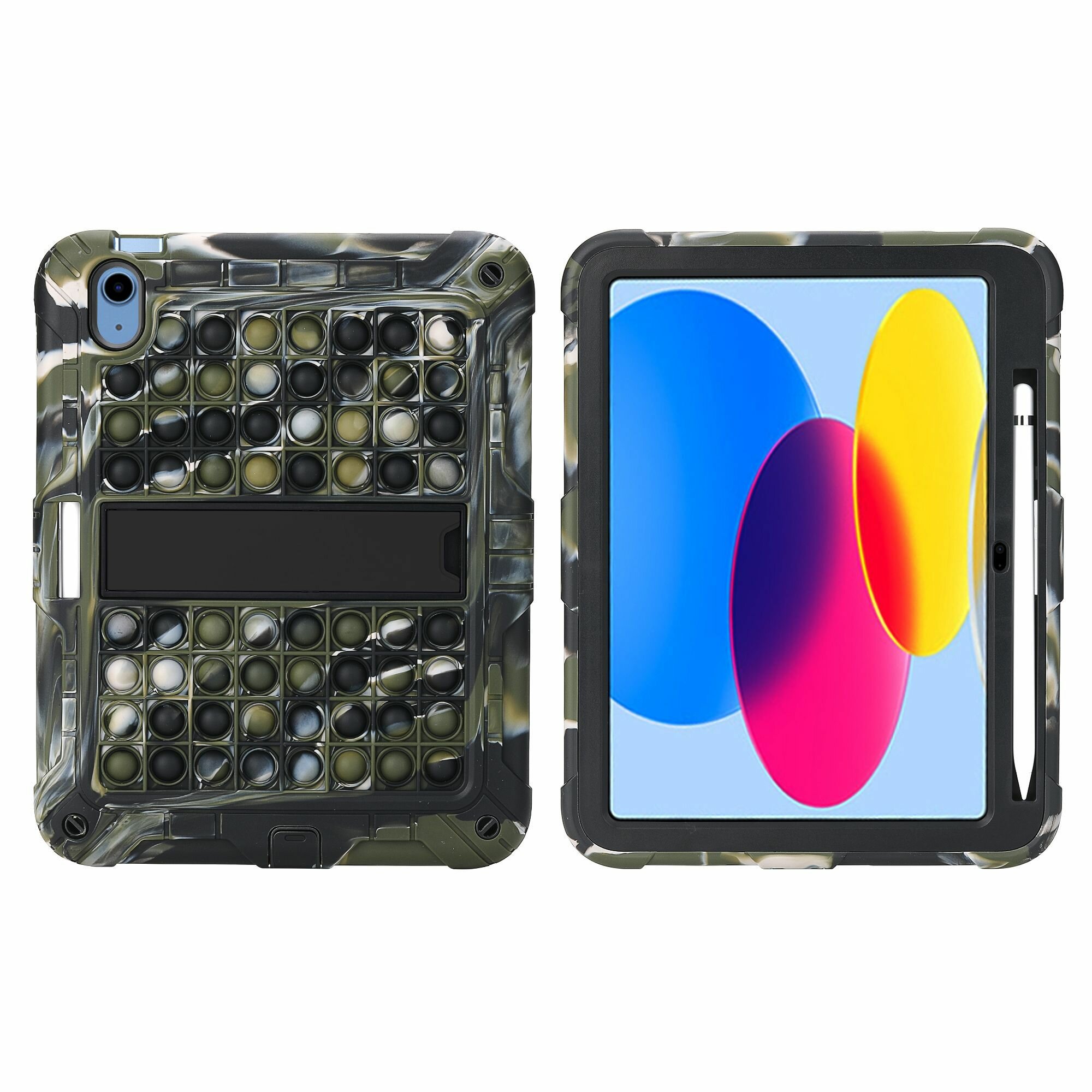 Чехол для iPad 10 (A2757 A2696 A3162 A2777) iPad A16 (A3354 A3355 A3356) Антистресс pop-it милитари