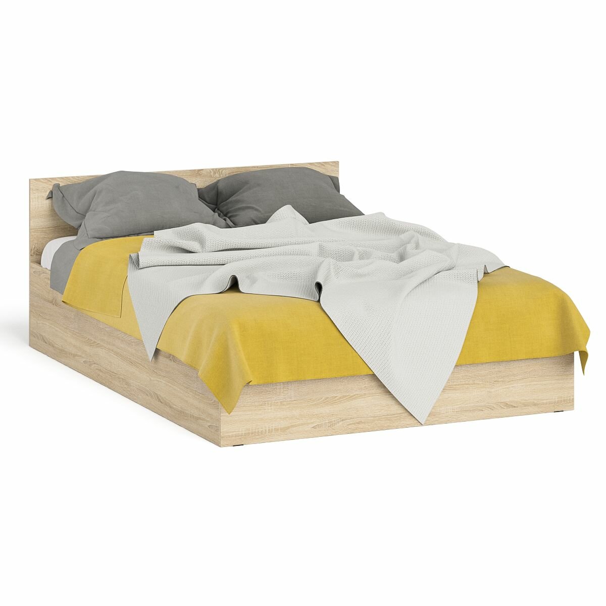 Кровать Мори 1400 цвет дуб сонома, 143,5х203,5х70 см, сп. м. 1400х2000 мм, без матраса, основание есть