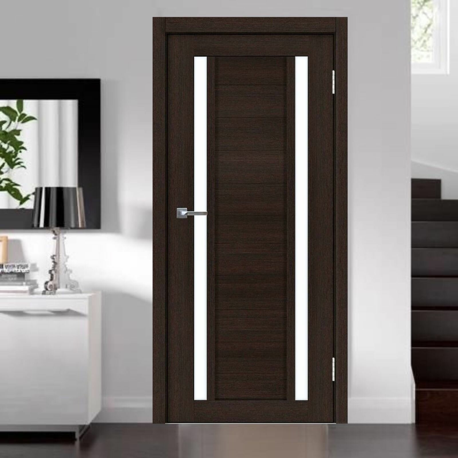 Дверь межкомнатная Гамма Венге Paputin's Doors 600 х 2000 мм Остекленная