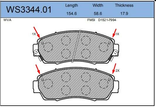 Колодки тормозные дисковые перед JEENICE WS3344.01