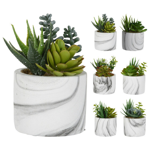 Искусственное растение суккулент в горшке 15 см, цвет в ассортименте, 1 шт. для интерьера