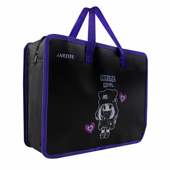 Сумка папка для тетрадей А4 Anime Girl deVente, пластик, с текстильным расширением 10см