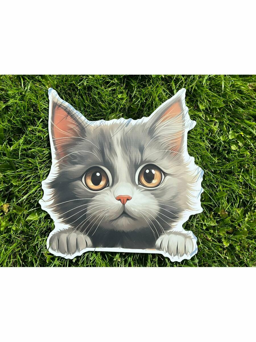 Декор для забора: Декор на забор "Милый котенок"